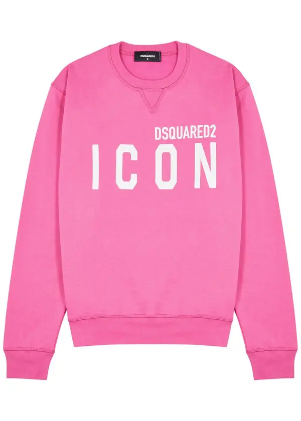 Dsquared2 Icon Logo-Print Cotton Sweatshirt L - Pink And